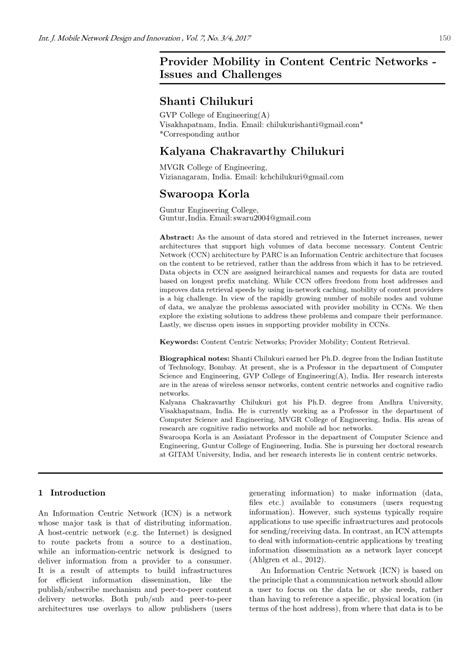 Pdf Provider Mobility In Content Centric Networks Issues And Challenges