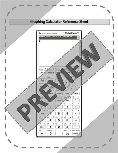 Basics 101 Keyboard Ti 84 Graphing Calculator Reference Sheet Algebra And Beyond