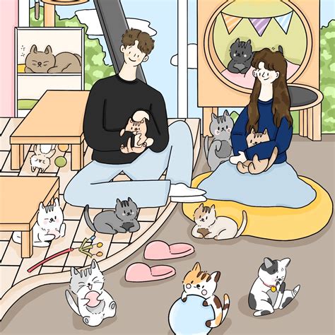 고양이 카페 일러스트 포트폴리오 크몽