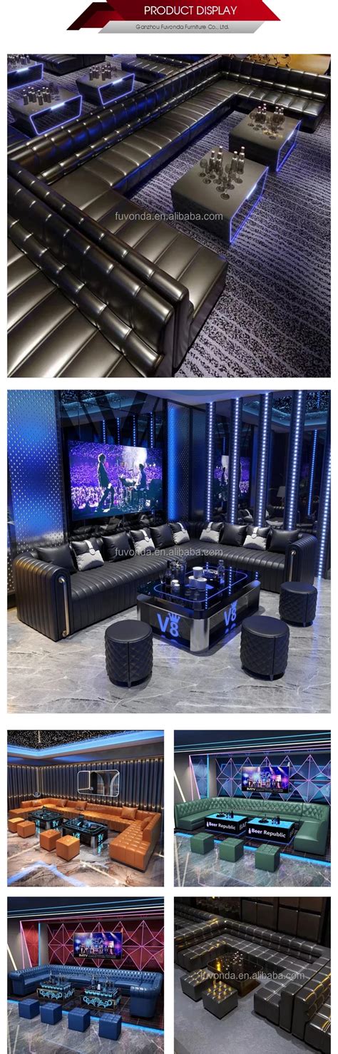 Ktv Night Club Booth Led Bar Counter Table Black Sofa For Bar Lounge