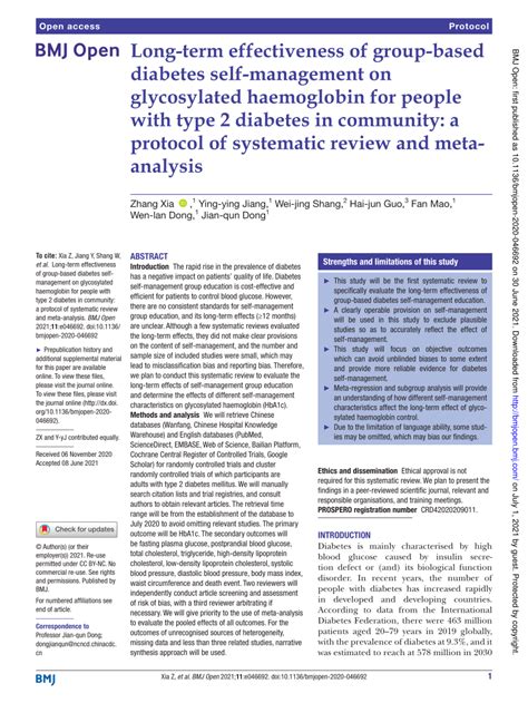 Pdf Long Term Effectiveness Of Group Based Diabetes Self Management On Glycosylated