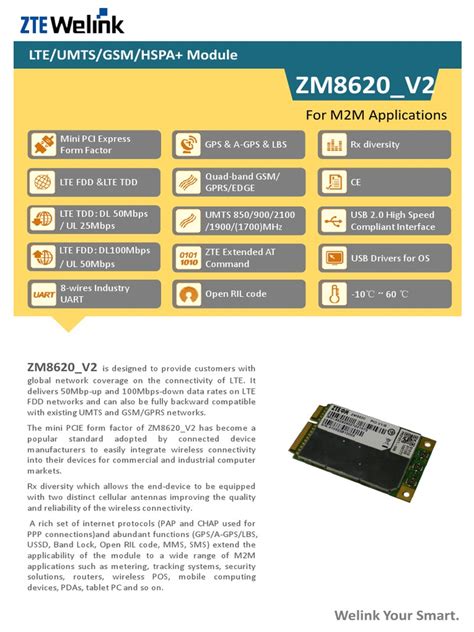 Ztewelink Zm8620 V2 Datasheet V1 0 Pdf Lte Telecommunication General Packet Radio Service