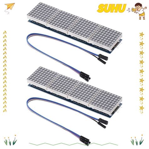 Suhu Dot Matrix Module Red With 5pin Wires 4 In 1 Led Display Modules High Quality 5v Max7219