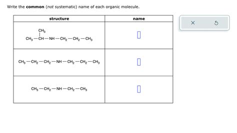 Solved Write The Common Not Systematic Name Of Each Chegg Com