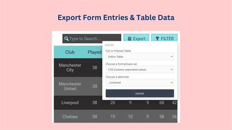 exporting form entries and table data is now free
