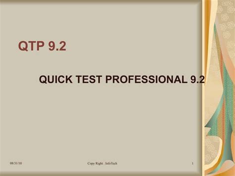Qtp Training By Infotech Ppt