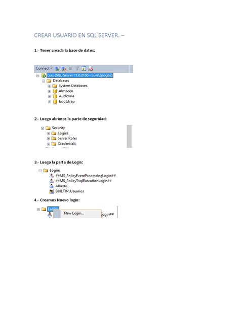 Crear Usuario En Sql Server Pdf
