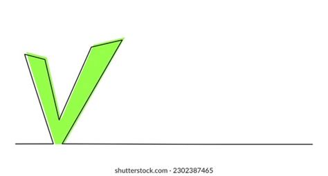 Check Mark One Line Arthand Drawn Stock Vector Royalty Free