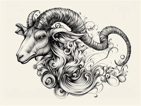 Ornate Ram Head Premium Ai Generated Image