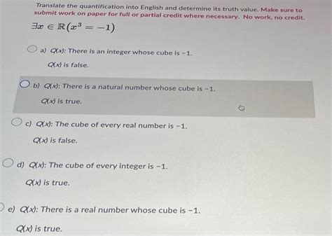 Solved Translate The Quantification Into English And