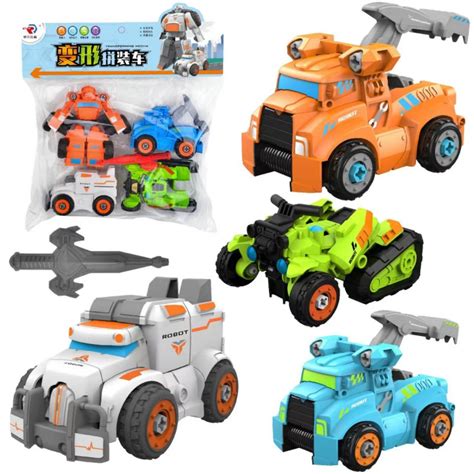 รถของเล่นถอดประกอบได้ ของเล่นเด็ก พร้อมไขควง เสริมพัฒนาการ 1 Set มี 4 คัน ไขควง Shopee Thailand