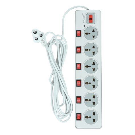 Buy Aster 6 Socket Extension Board With Individual Switches Led Indicator Fuse Surge