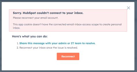 Solved Hubspot Community Hubspot Couldnt Connect To My Outlook Inbox Hubspot Community