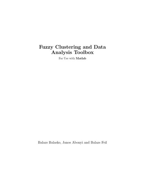 Fuzzy Clustering Toolbox Pdf Cluster Analysis Eigenvalues And Eigenvectors