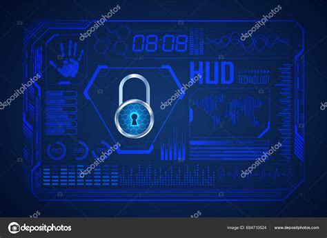 Abstract Futuristic Background Digital Interface Padlock Hud Technology Vector Illustration
