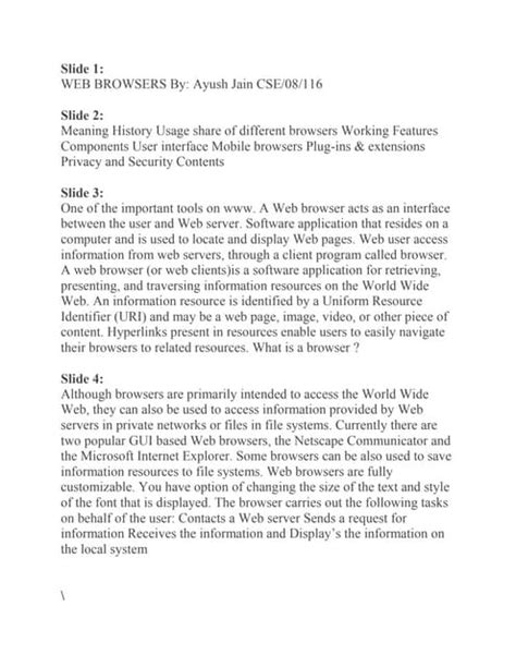 Presentation On Web Browser Pptx