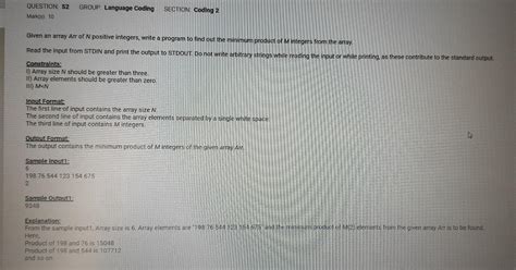 Solved Question 52 Group Language Coding Section Coding 2