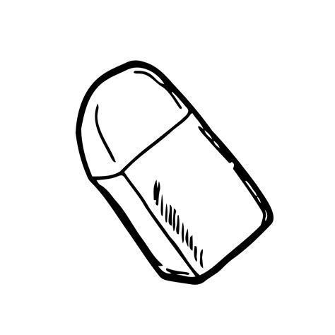 Vector Image Of An Eraser For Erasing A Pencil Black Outline Doodle
