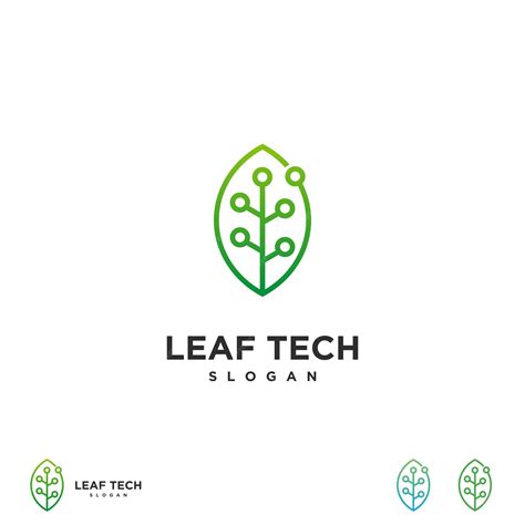 Premium Vector Green Leaf Technology Logo Design Leaf With Tech