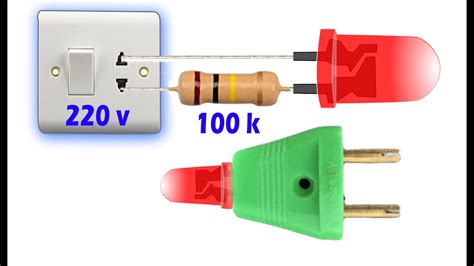 How To Connect LED Light To 220v AC DIY AC 220v LED Light Indicator By 100k Resistor YouTube