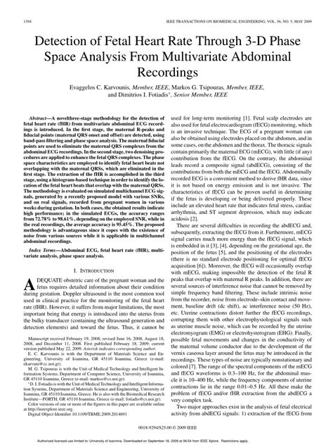 Pdf Detection Of Fetal Heart Rate Through 3 D Phase Space Analysis