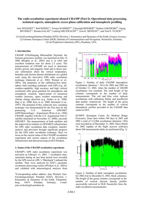 Pdf The Radio Occultation Experiment Aboard Champ Part I Operational Data Processing