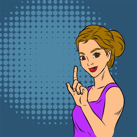 Female Pop Art Retro With Finger Pointing Pin Up Surprised Woman 20775298 Vector Art At Vecteezy