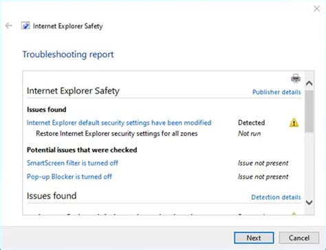 Internet Explorer Performance And Safety Troubleshooters