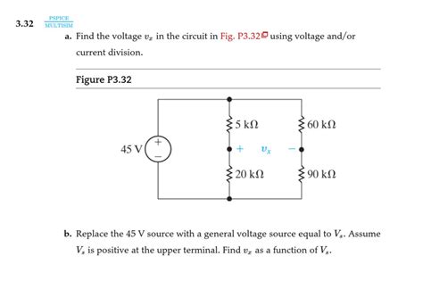 solved a find the voltage vx in the circuit in fig p3 32吕