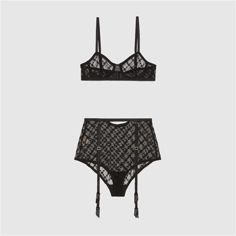 Gg Star Tulle Lingerie Set In Black Gucci® Mx