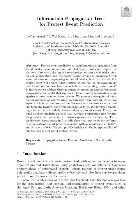 Pdf Information Propagation Trees For Protest Event Prediction