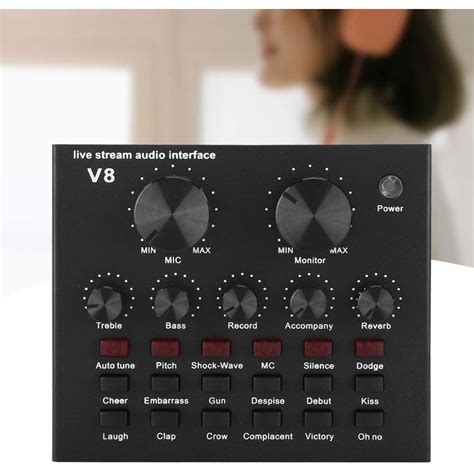 V8 Sound Card Audio Interface External Usb Live Broadcast Microphone Sound Card For Computer Pc