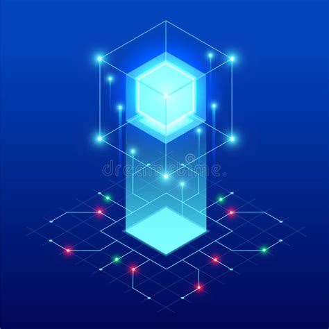 Isometric Abstract Big Data Cube Box Data Science And Technology Vector Illustration Stock