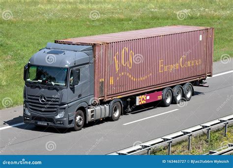 Truck With Ecs Container Editorial Photography Image Of Hauler 163463727