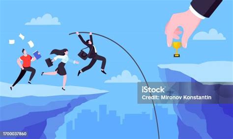 사업가들은 그래프 막대 위에 장대 높이뛰기 점프 평면 스타일 디자인 벡터 일러스트 레이 션 비즈니스 개념 가파른에 대한 스톡 벡터 아트 및 기타 이미지 Istock