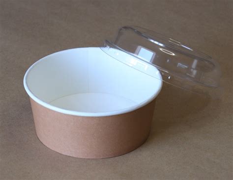 Крафт контейнер круглый с купольной прозрачной крышкой 800 мл оптом в ...