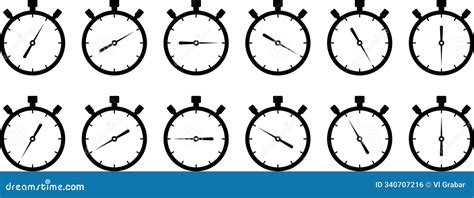 Shortest Time Stopwatch Vector Icon Set Speed Timer Symbol Fast Deadline Alarm Pictogram