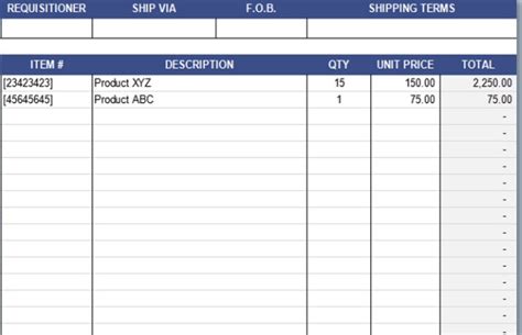 Order Sheet Template Excel