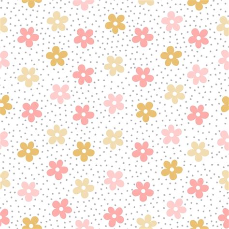 Seamless Pattern With Pink And Yellow Flowers Premium Vector
