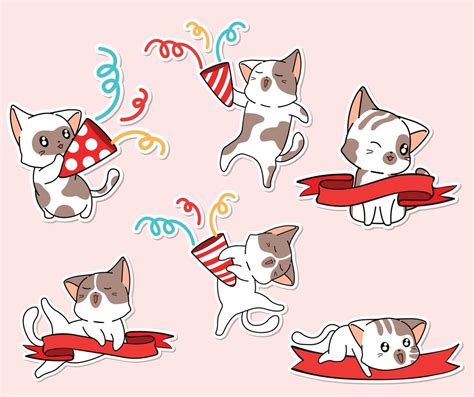 Kitten Sticker Cartoon Collection 11886797 Vector Art At Vecteezy
