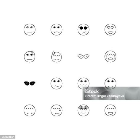 이모티콘 선형 얇은 아이콘 설정합니다 간단한 벡터 아이콘 설명 디자인에 대한 스톡 벡터 아트 및 기타 이미지 디자인 벡터 상징 Istock
