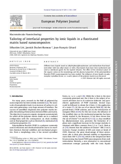 Pdf Ionic Liquids Impact On Pvdf Nanocomposite Properties