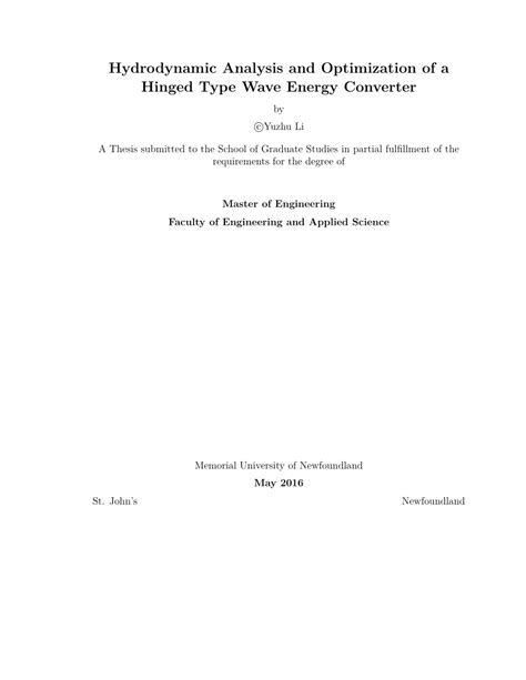 Pdf Hydrodynamic Analysis And Optimization Of A Hinged Type Wave Energy Converter