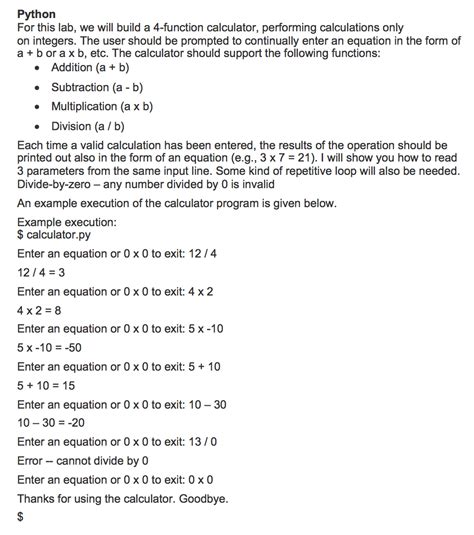 Solved Python For This Lab We Will Build A 4 Function