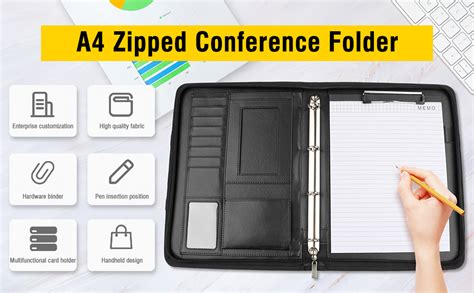 New Version A4 Zippered Conference Leather Business Document Bag