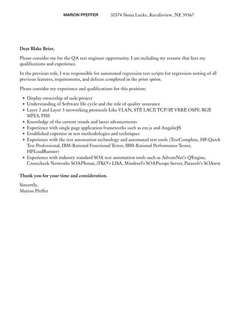 QA Test Engineer Cover Letter Velvet Jobs QA Test Engineer Cover Letter Velvet Jobs