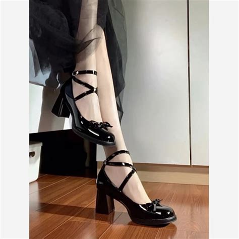 法式玛丽珍鞋女夏2024新款复古日系高跟鞋蝴蝶结萝莉粗跟黑色单鞋 淘宝网 花瓣网