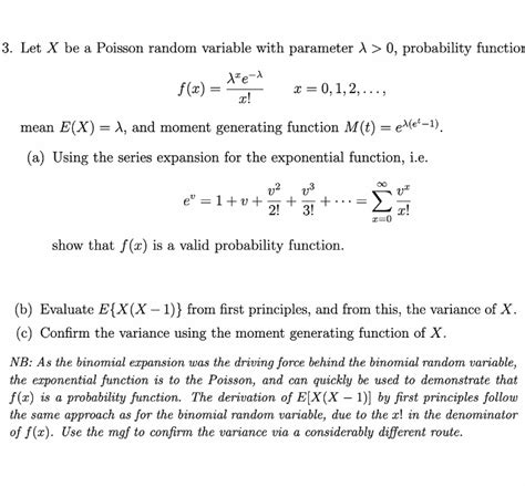 Solved Let X ﻿be A Poisson Random Variable With Parameter