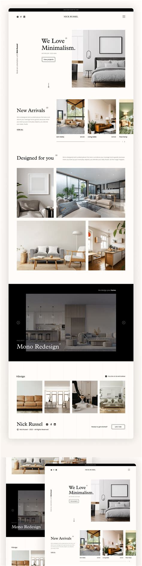 interior design free landing page for figma theme ui