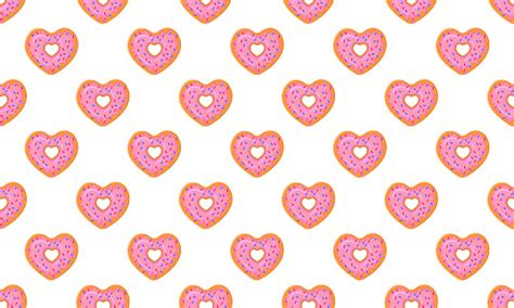 하트 모양의 도넛 완벽 한 패턴입니다 발렌타인 데이에 대 한 배경을 뿌린 달콤한 도넛 스크랩북 또는 포장지 냅킨 또는 식탁보 패브릭 디자인 도넛에 대한 스톡 벡터 아트 및